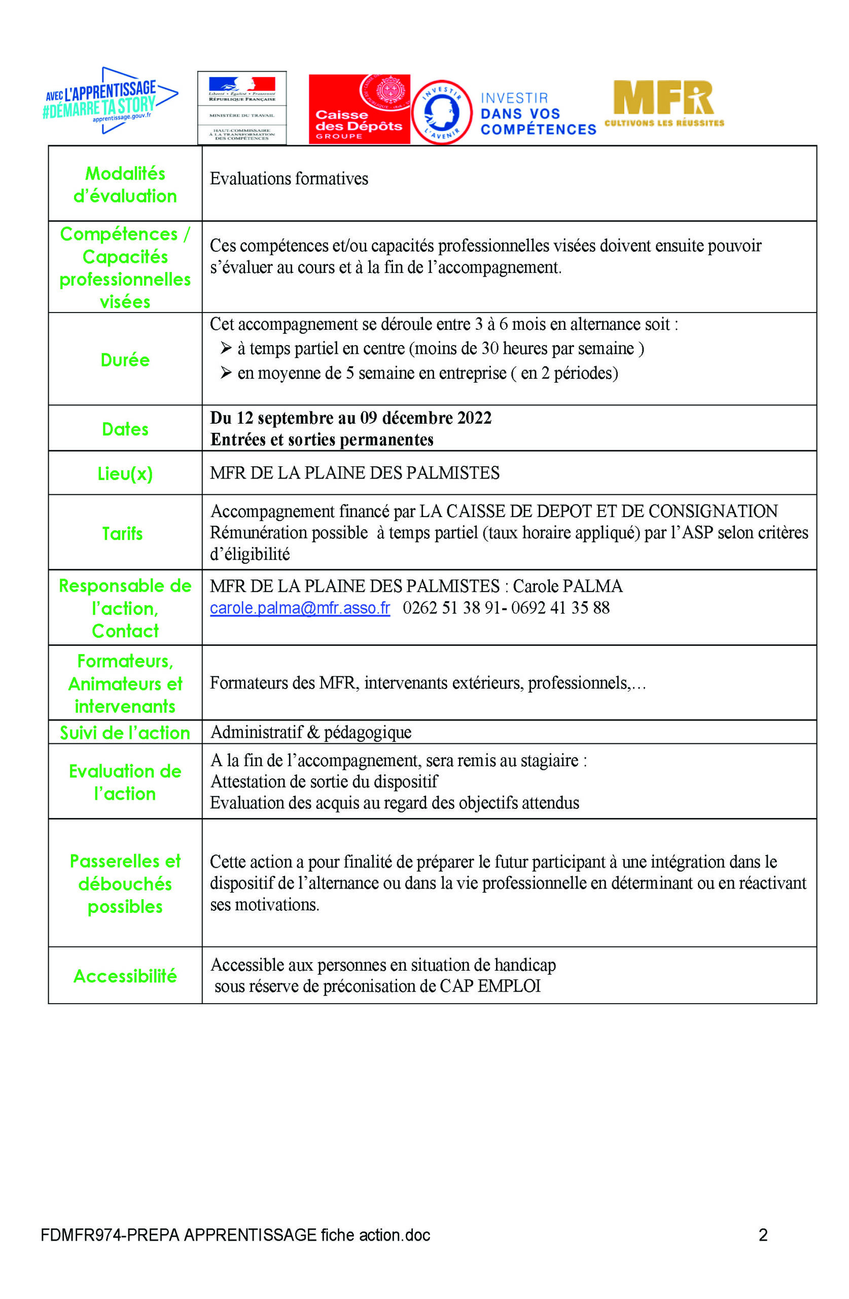 MFR La Plaine des Palmistes. - Mairie de La Plaine des Palmistes
